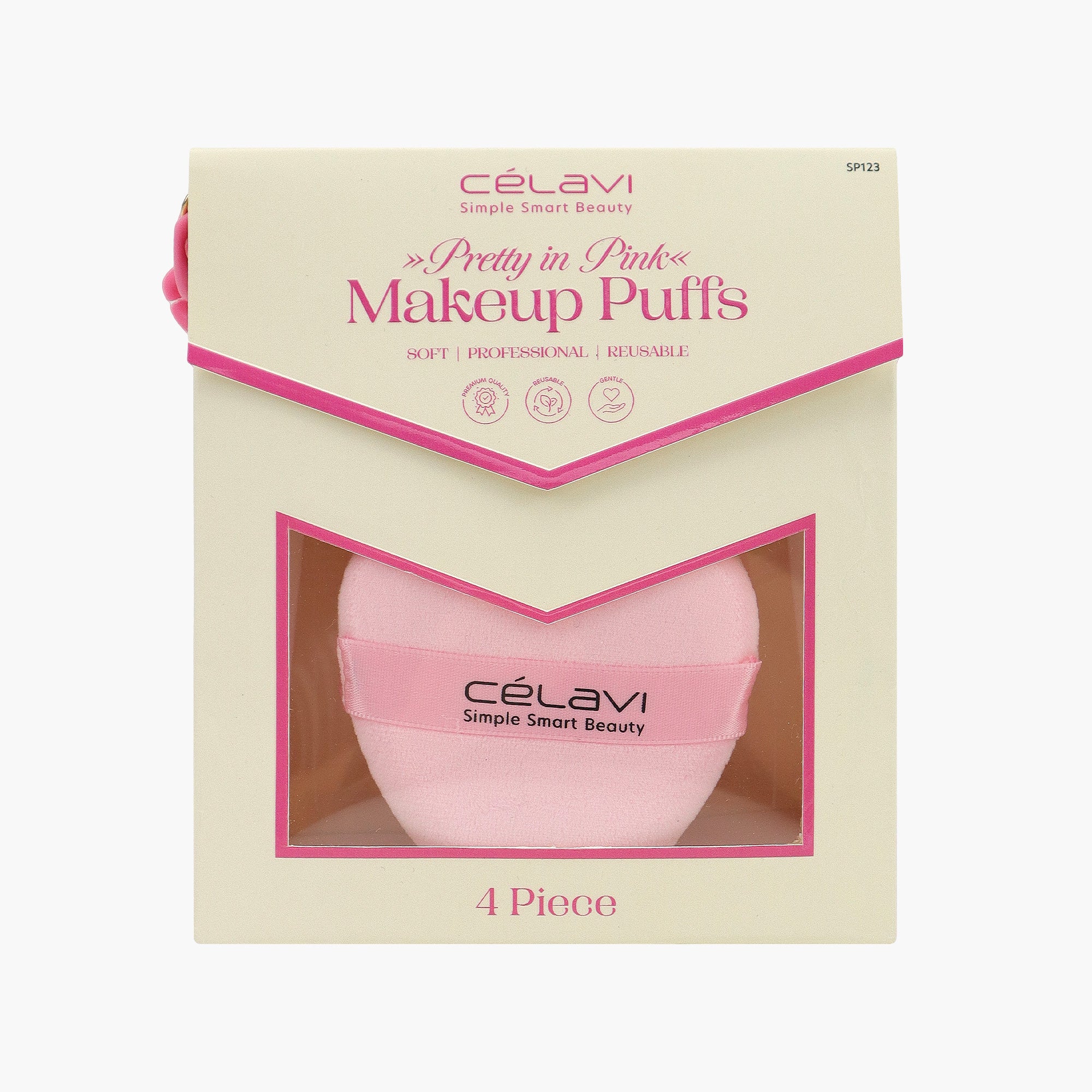 4PC MAKE UP PUFF SET - HOT PINK